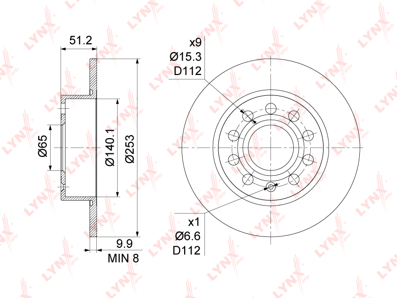 Диск тормозной невентилируемый задний (253x10)