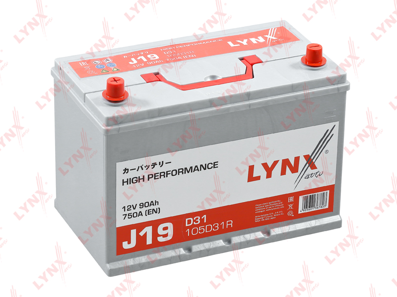 Аккумулятор (90 Ah, 750 A, прямая [+/-], 306x173x225, 105D31R)